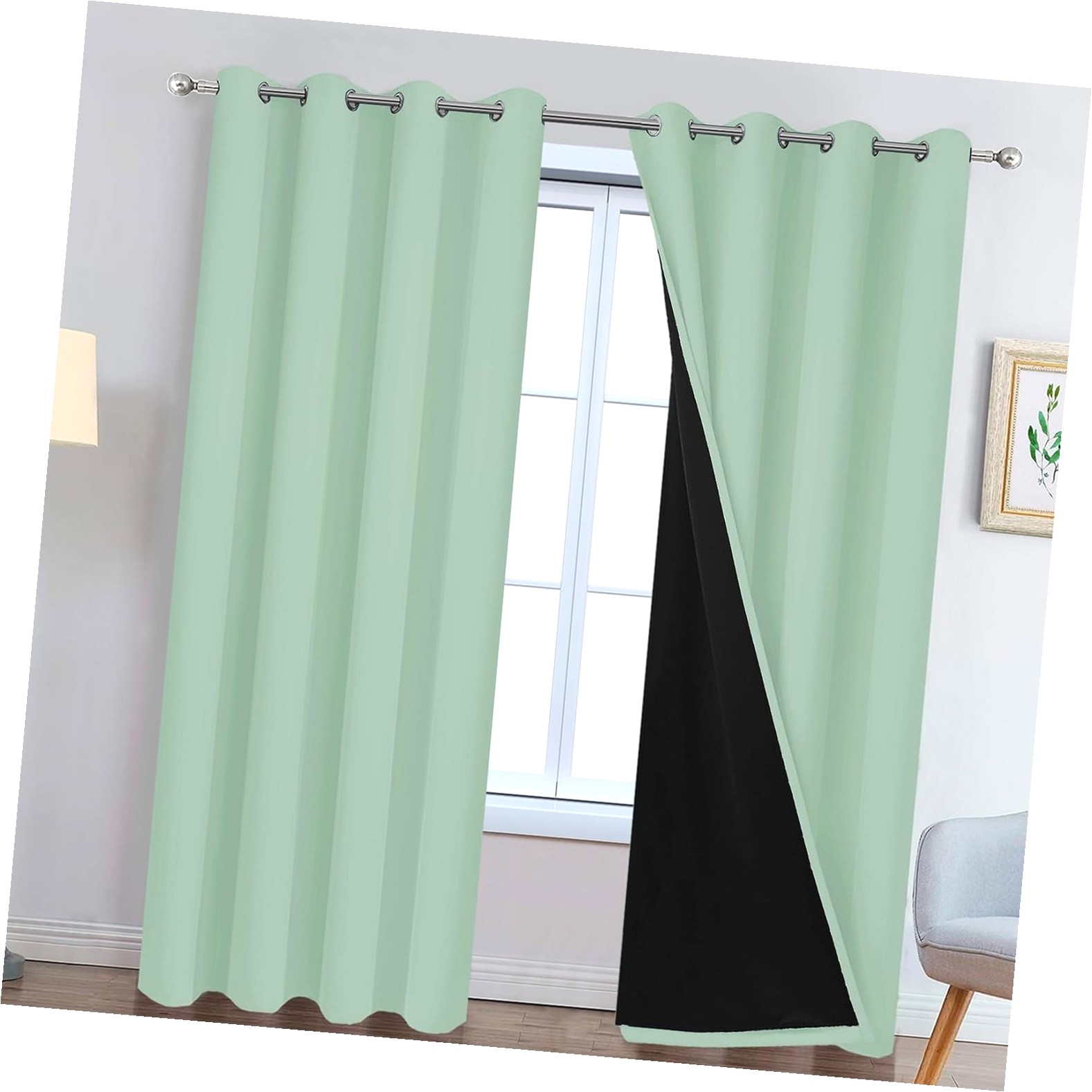 Coolnut 100% Curtains, Total Lined Curtain Panels for Bedroom, 2 Thick ...