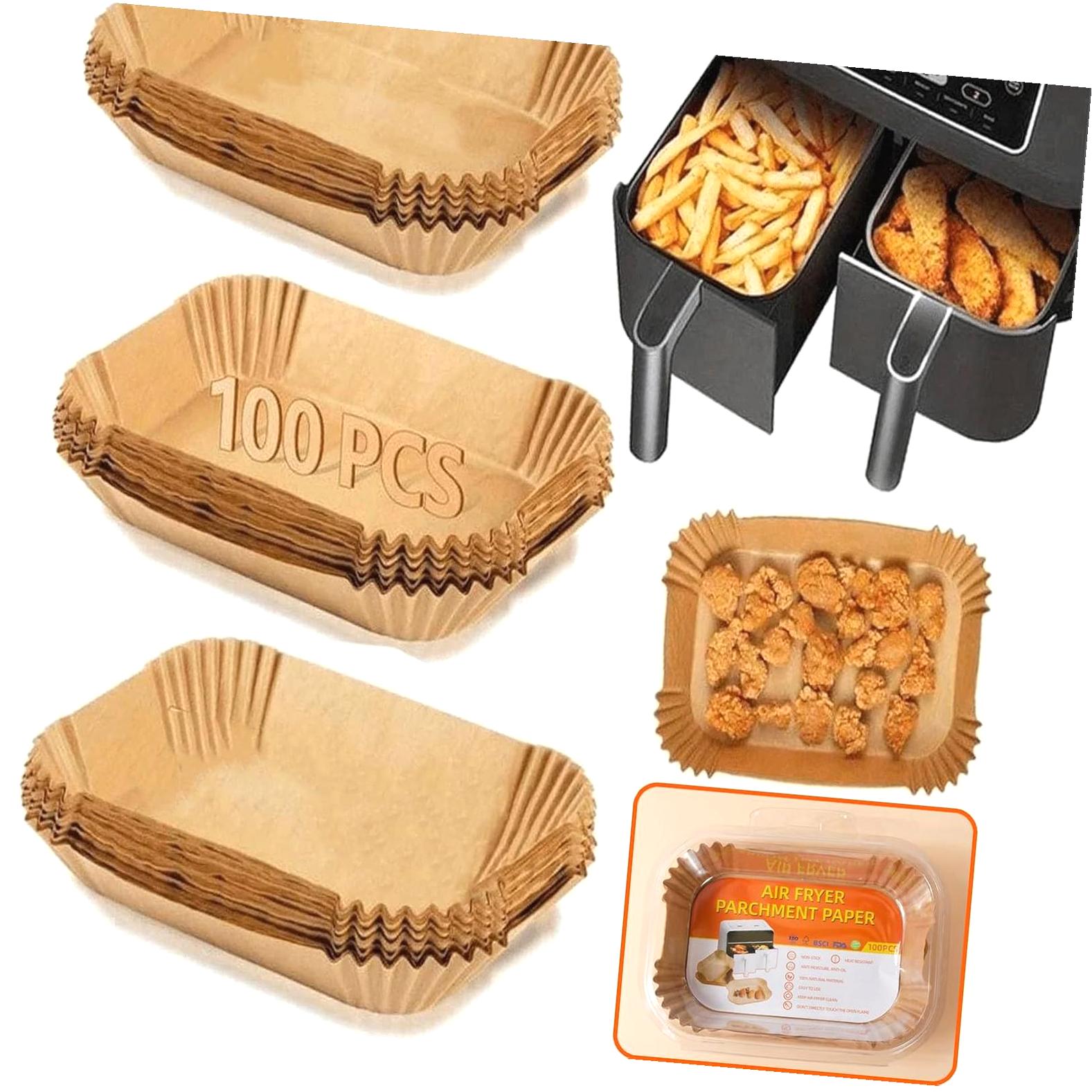 Coolnut 100-Pack Pre-Cut Air Fryer Parchment Liners – Non-, Silicone ...