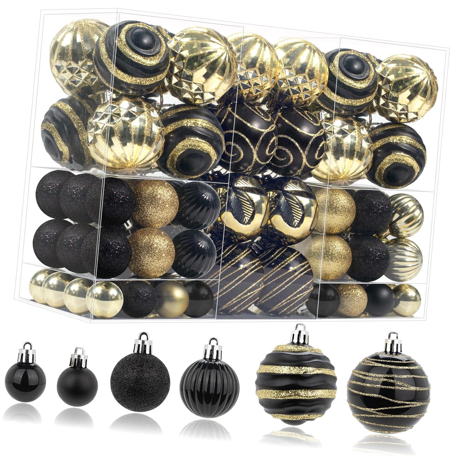 Coolnut 100 Pcs Christmas Ornaments Set, Assorted Xmas Tree Decorations ...