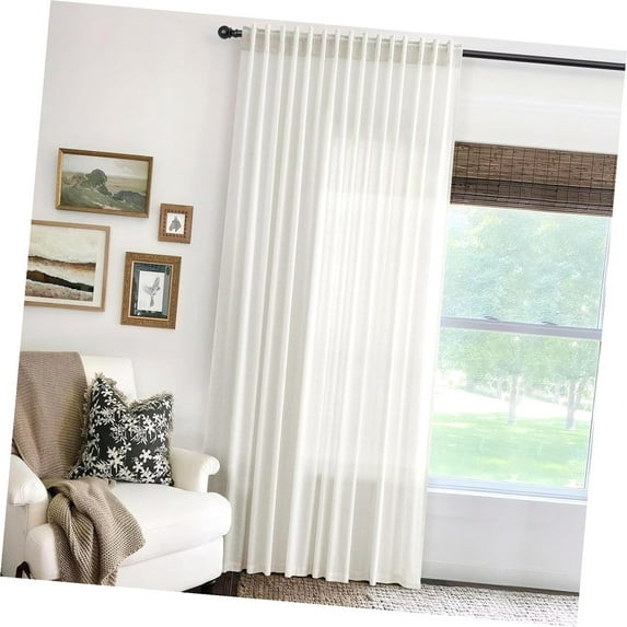 Coolnut 100 inches Extra Linen Curtains 2 Panels Set Farmhouse Living ...