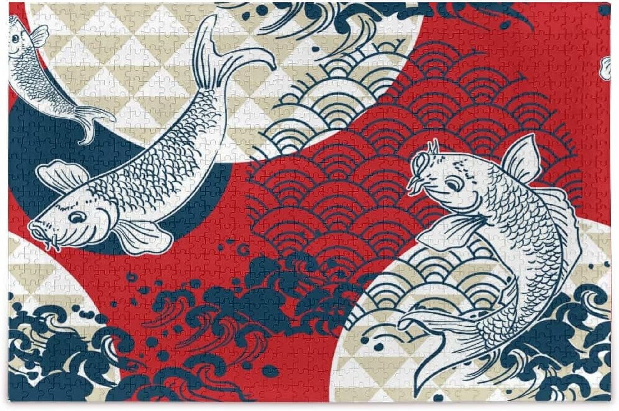 Coolnut 1000 Piece Jigsaw Puzzle for Adults Kids, Koi Fish Wave Water ...