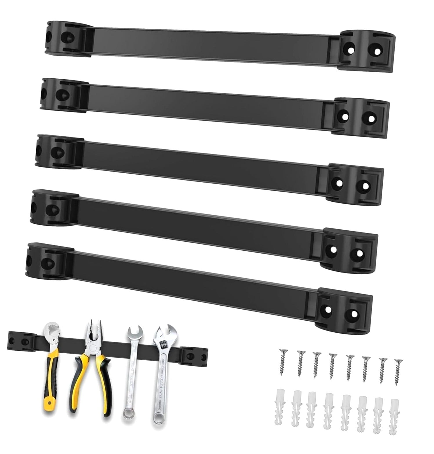 Coolnut 12" Holder, 5 Pack Storage Strips for Garage Organizer Mounted ...