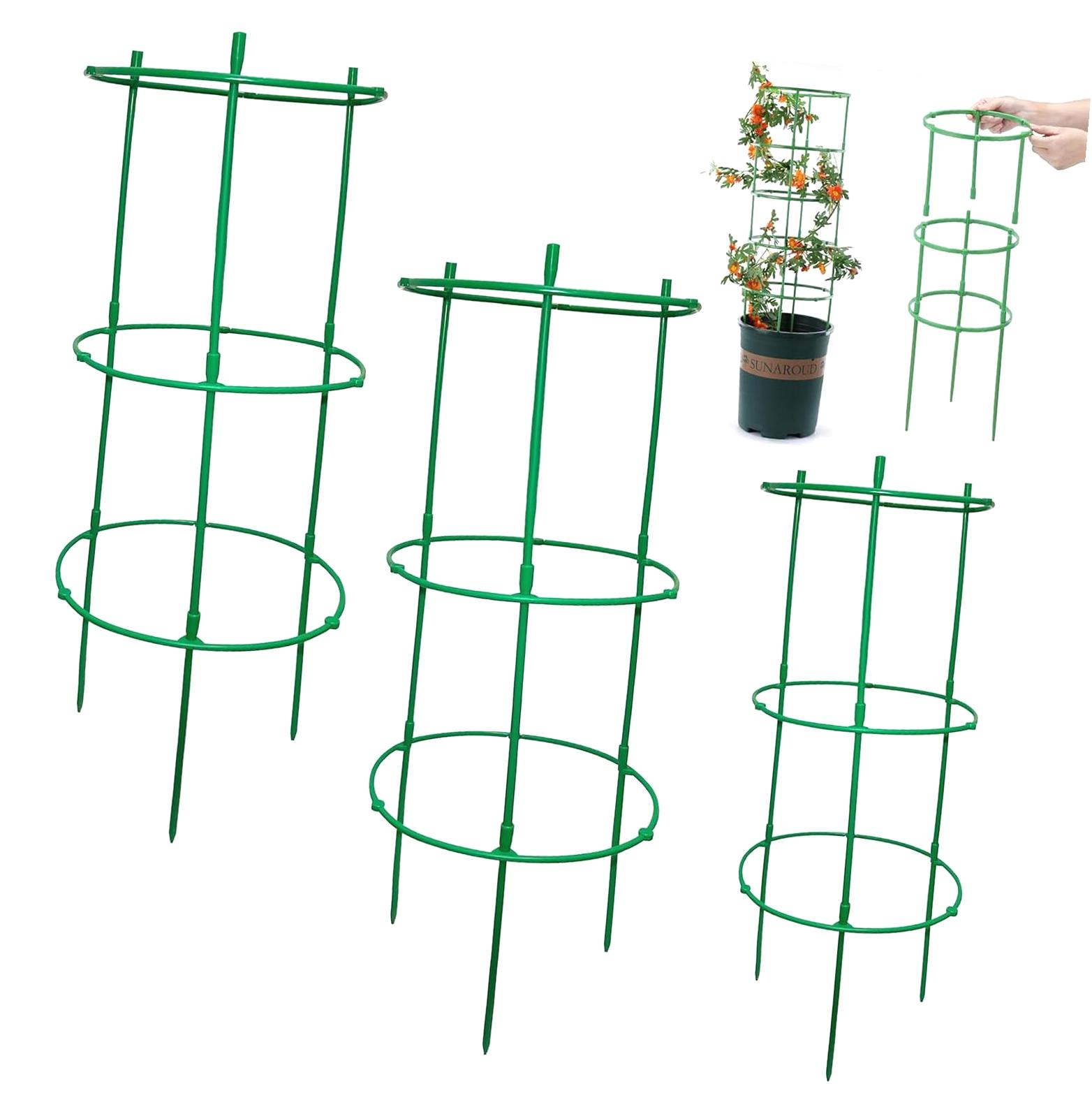 Coolnut 12 Pack Stackable Plant Supports, Includes Garden Wire Ties for ...
