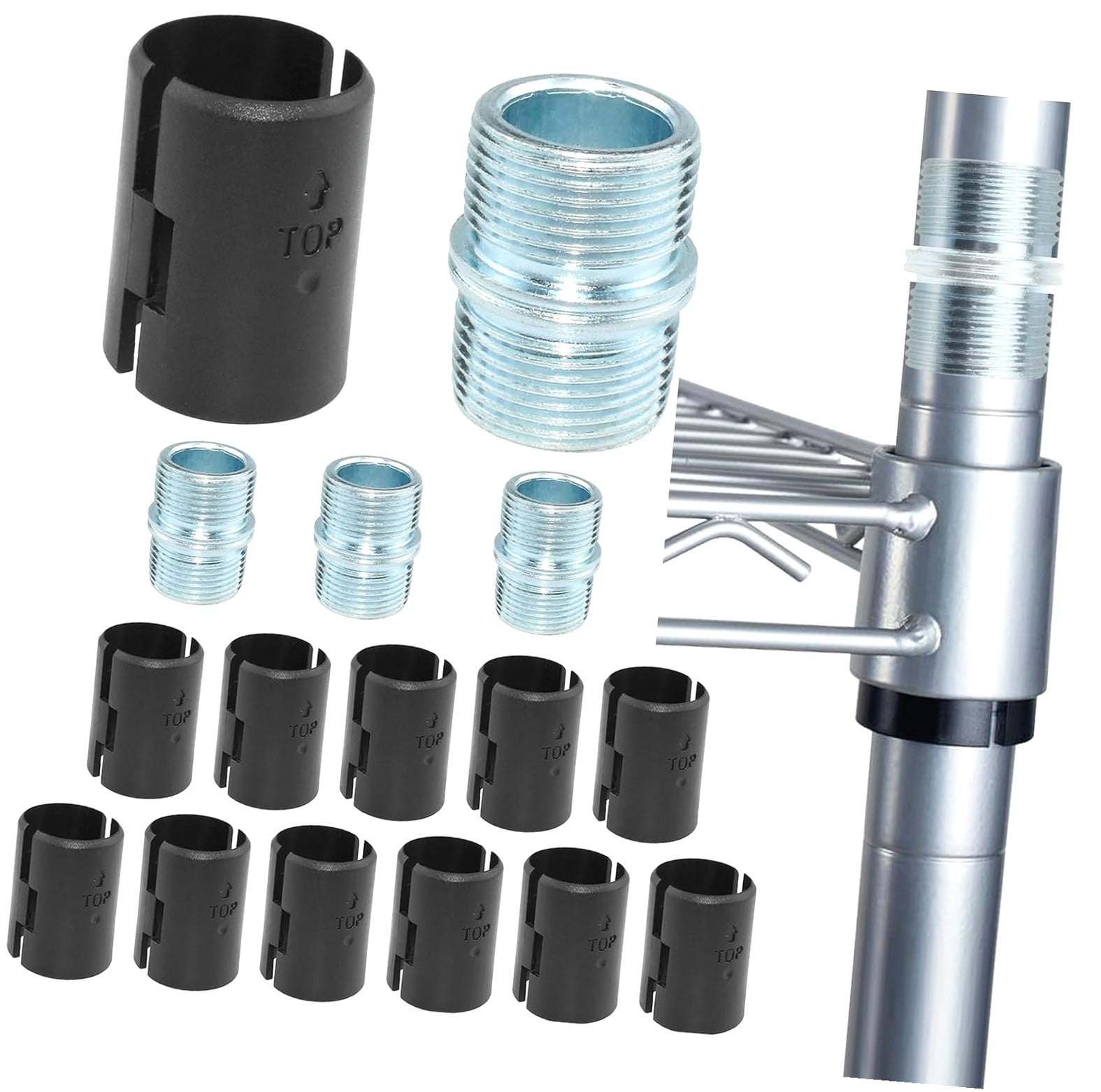 Coolnut 12 Pairs Wire Clips and Pole Connectors for 1 Inch / .4 mm Post ...