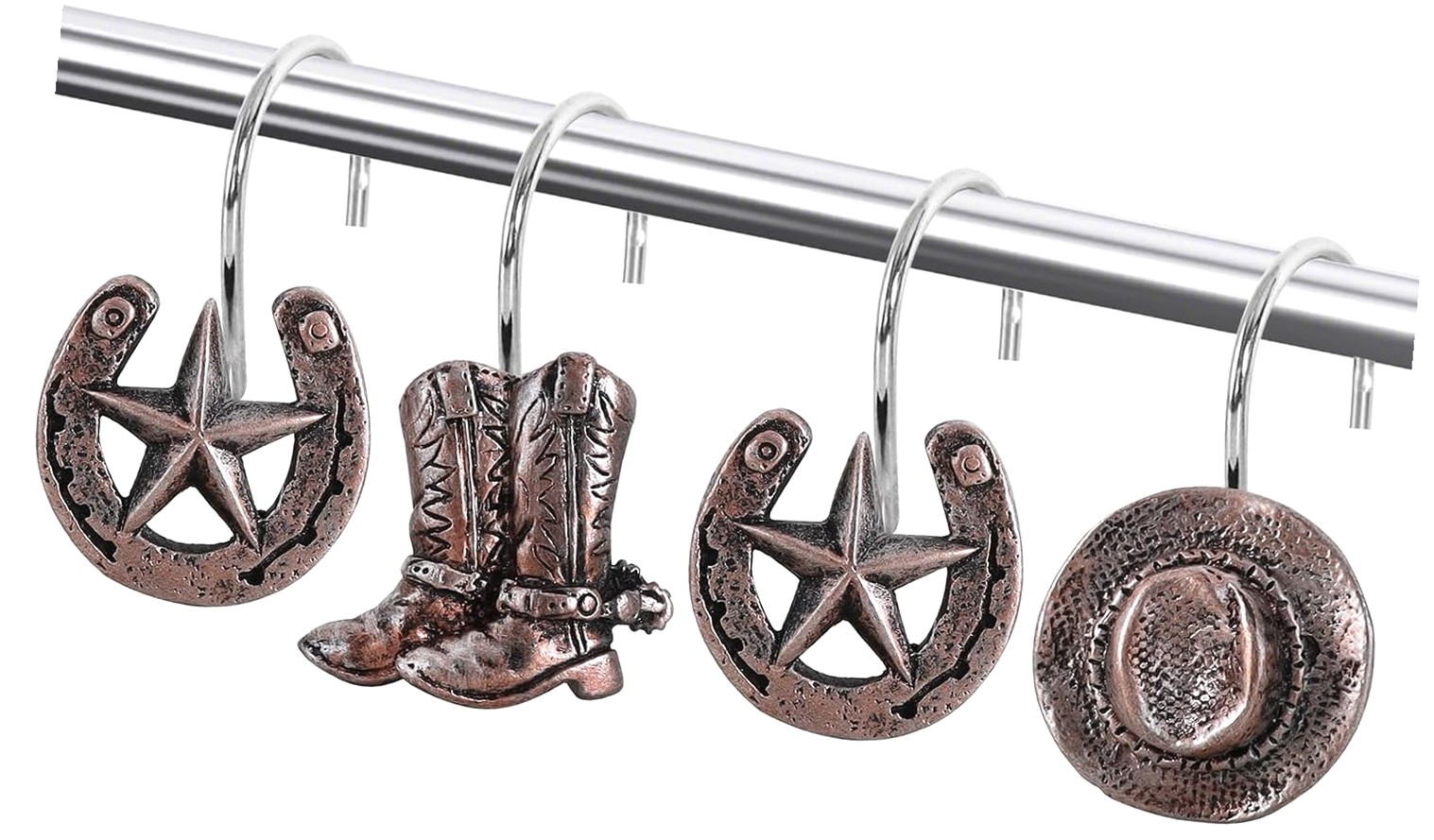 Coolnut 12-Piece Western Shower Curtain , Steel Shower Hangers for ...
