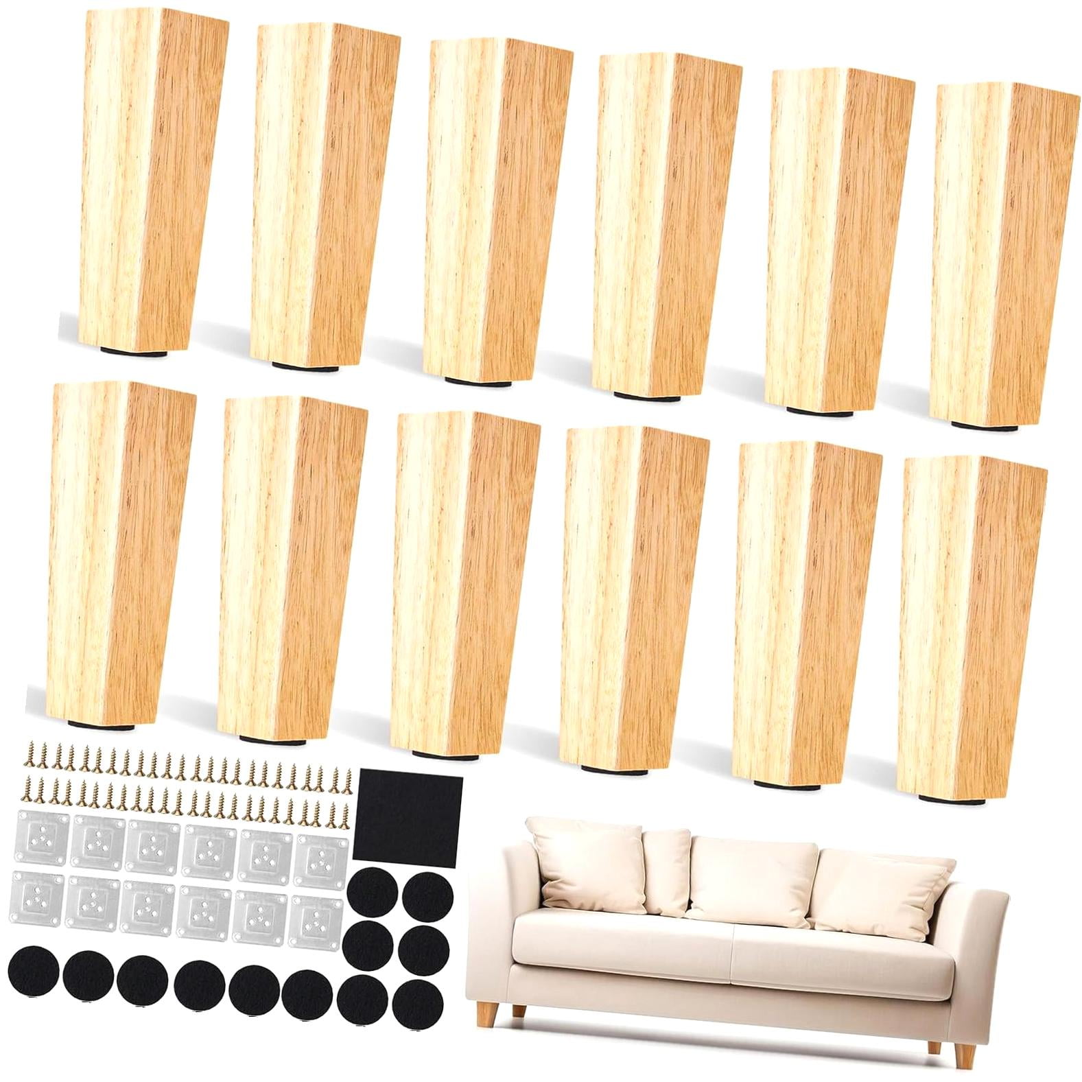 Coolnut 12 Pieces 6 Inch Square Wood Furniture Legs Sofa Couch Legs ...