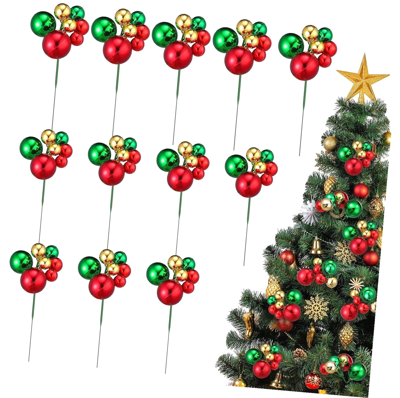 Coolnut 12 Pieces Red and Christmas Tree Picks 7.87 Inch Christmas ...