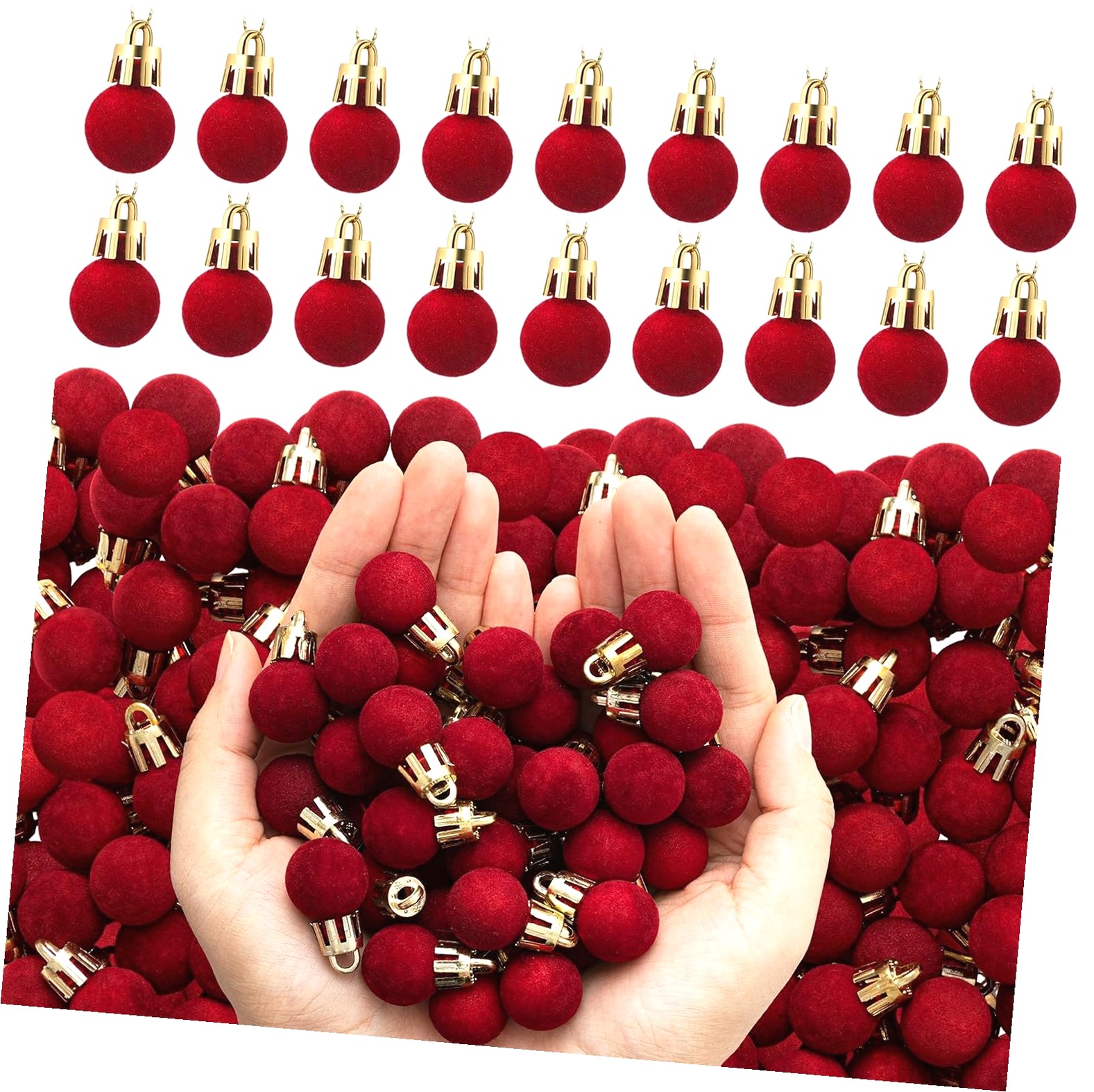 Coolnut 120 Pcs Christmas Velvet Balls Ornaments Bulk, 0.79inch / 20 Mm ...