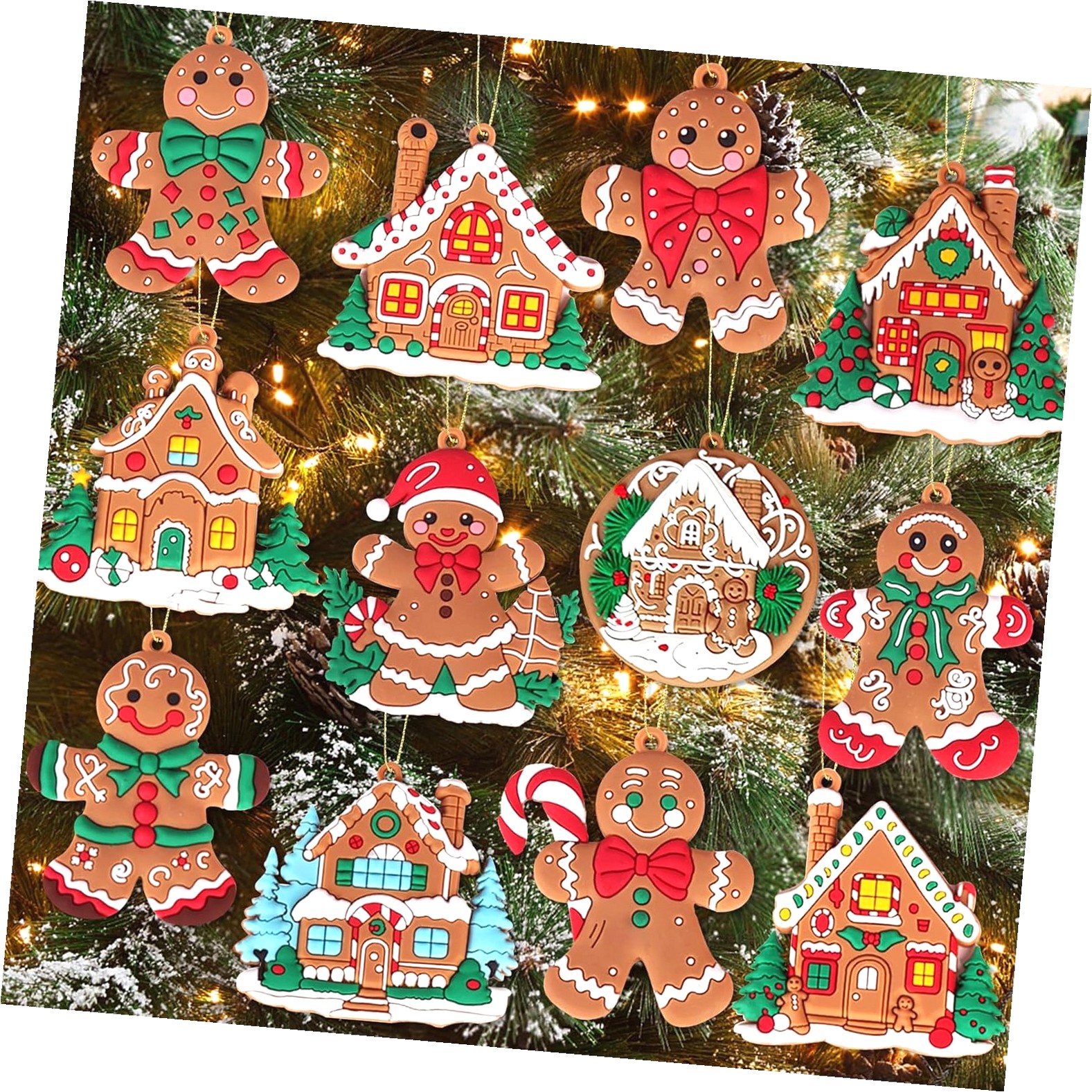 Coolnut 12Pcs Gingerbread Ornaments for Christmas Tree Decorations ...