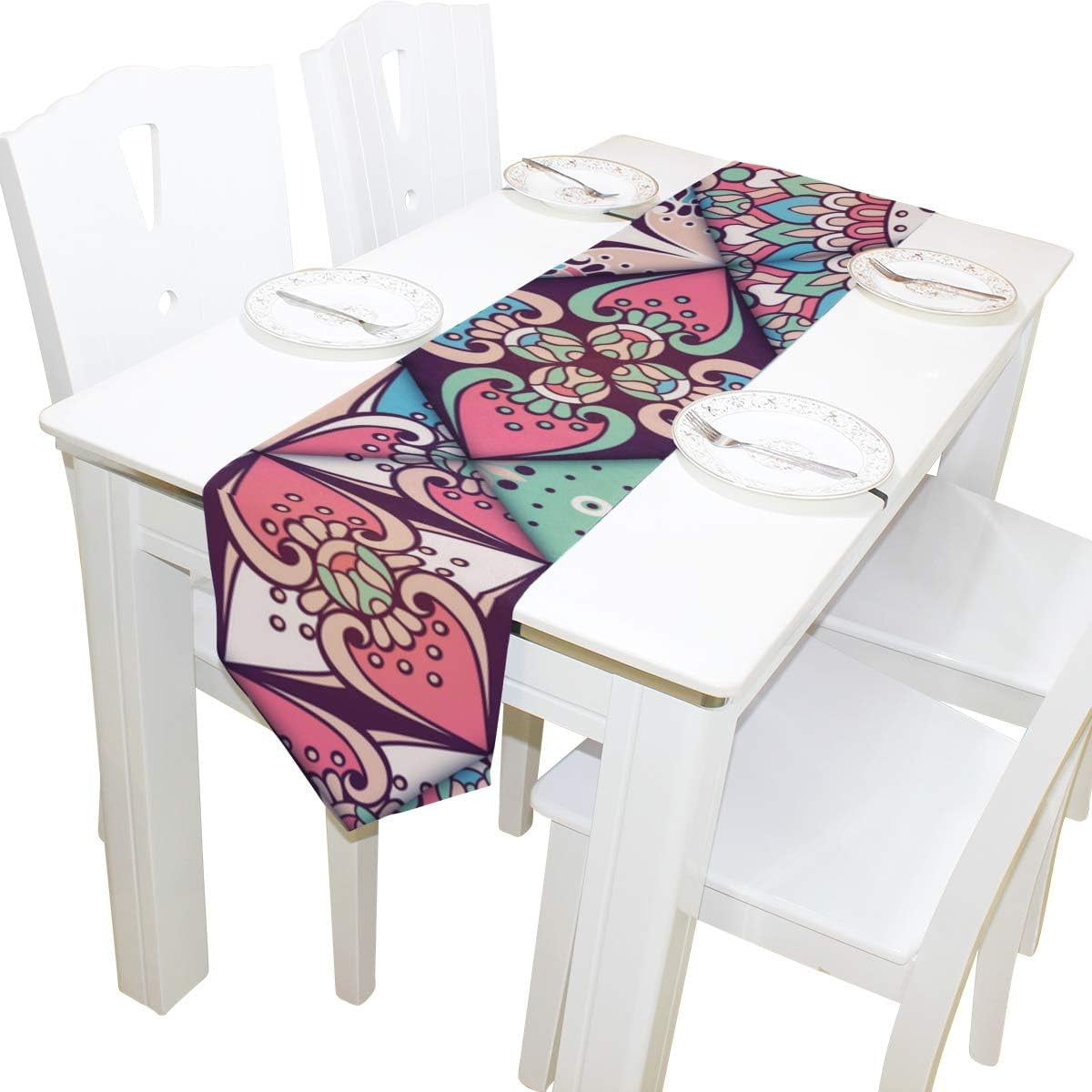Coolnut 13"x70" Rectangle Cloth Table Runner Vintage Ethnic Elements ...