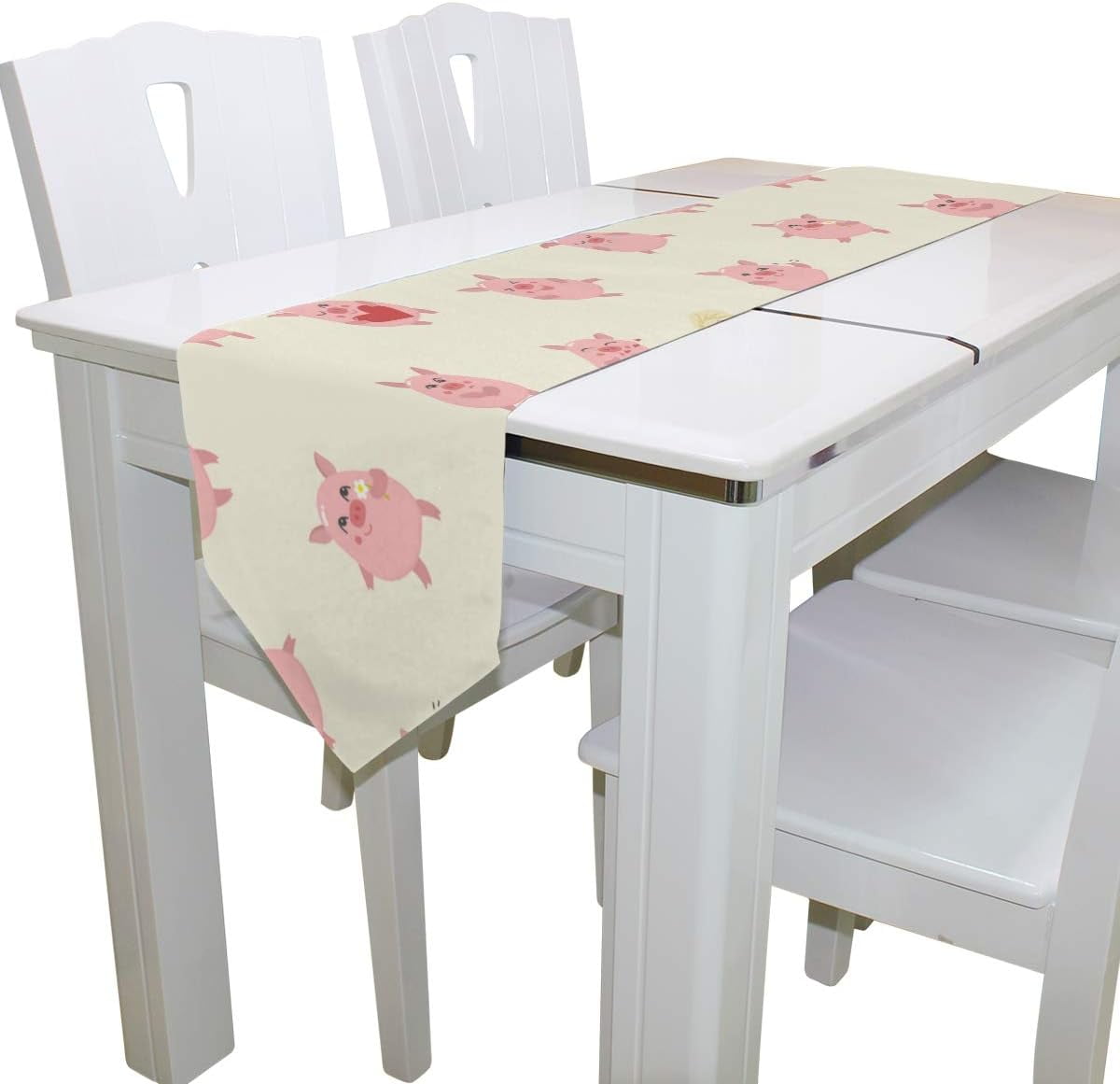 Coolnut 13"x70" Rectangle Pink Pigs Printed Table Runner for Wedding ...