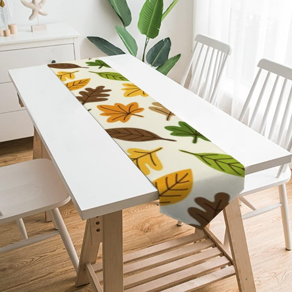 Coolnut 13"x70" Table Cloth Runner, Cute Autumn Leaves Decoration Table ...