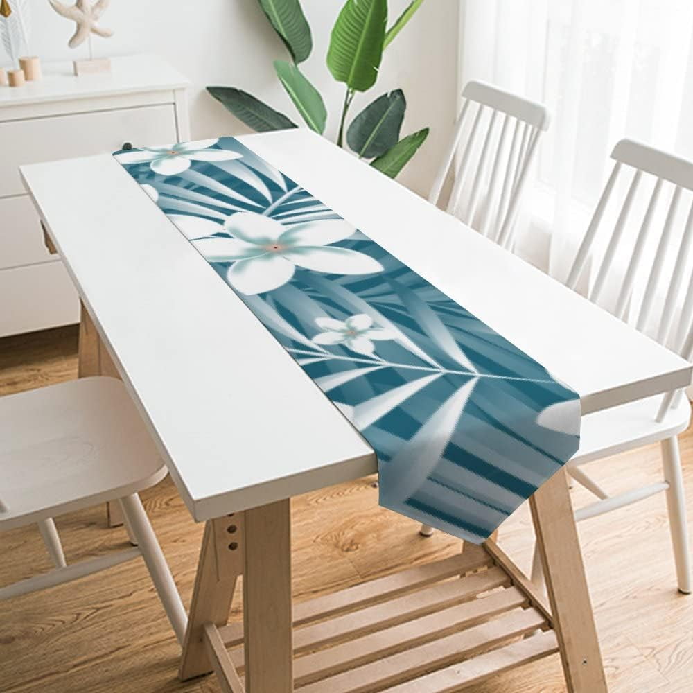 Coolnut 13"x70" Table Cloth Runner, Elegant White Flowers Table Runners ...