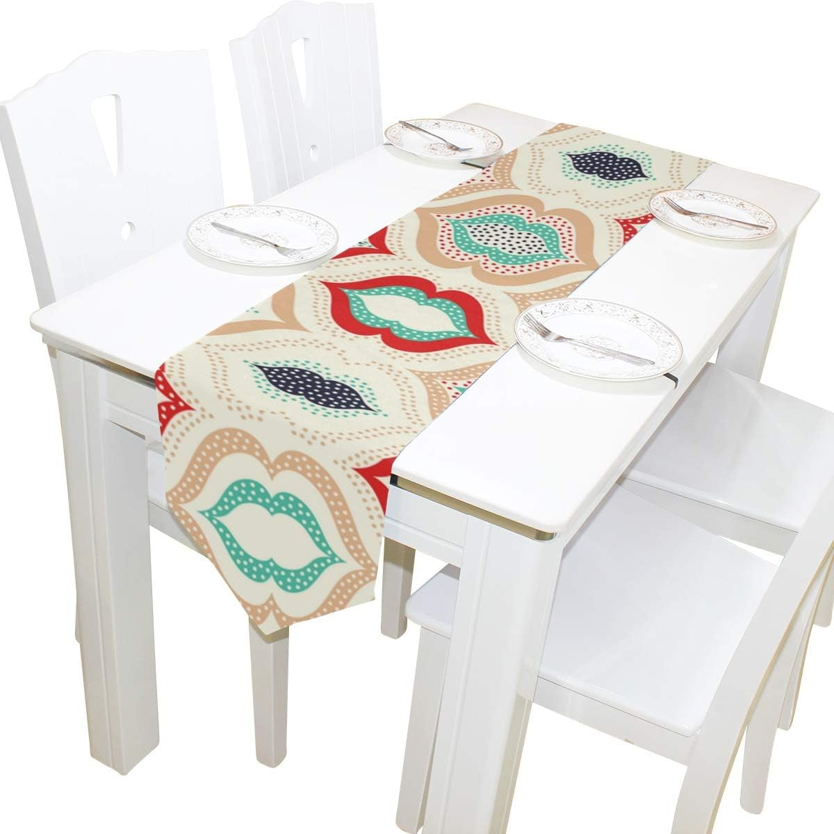 Coolnut 13"x90" Rectangle Cloth Table Runner Abstract Ornament Table ...