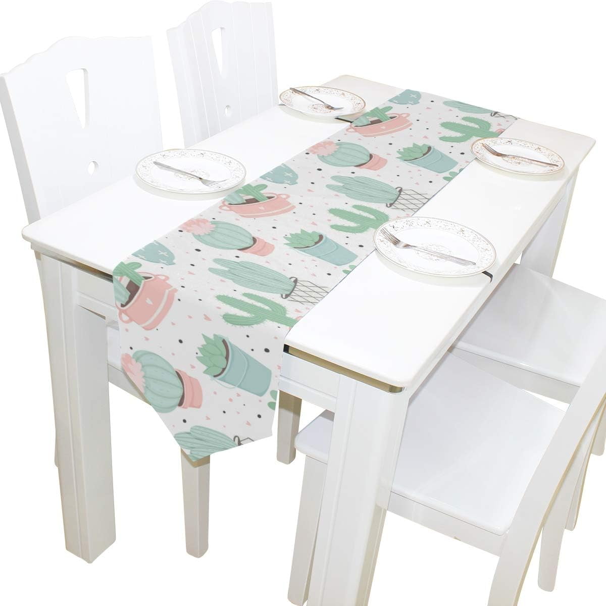 Coolnut 13"x90" Rectangle Cloth Table Runner Beautiful Cactuses Table ...