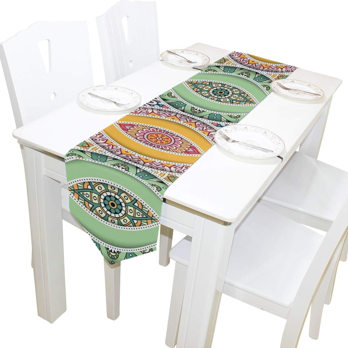 Coolnut 13"x90" Rectangle Cloth Table Runner Decorative Ethnic Design ...