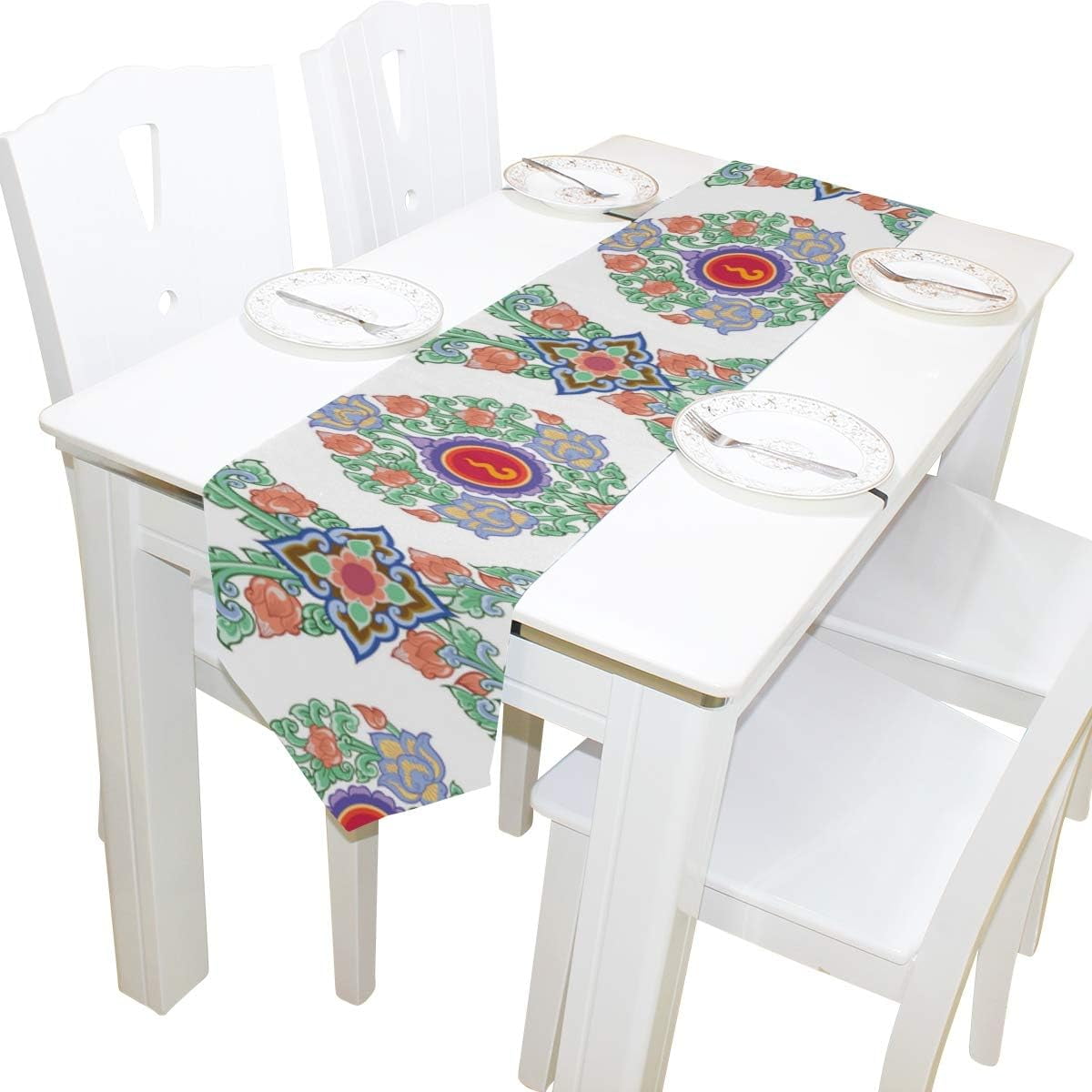 Coolnut 13"x90" Rectangle Cloth Table Runner Elegant Ethnic Design ...