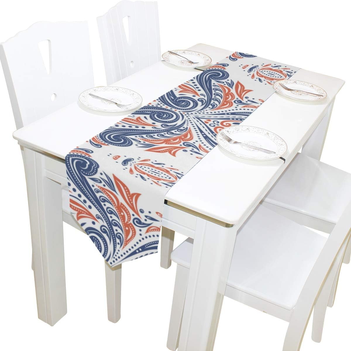 Coolnut 13"x90" Rectangle Cloth Table Runner Ethnic Ornament Table ...