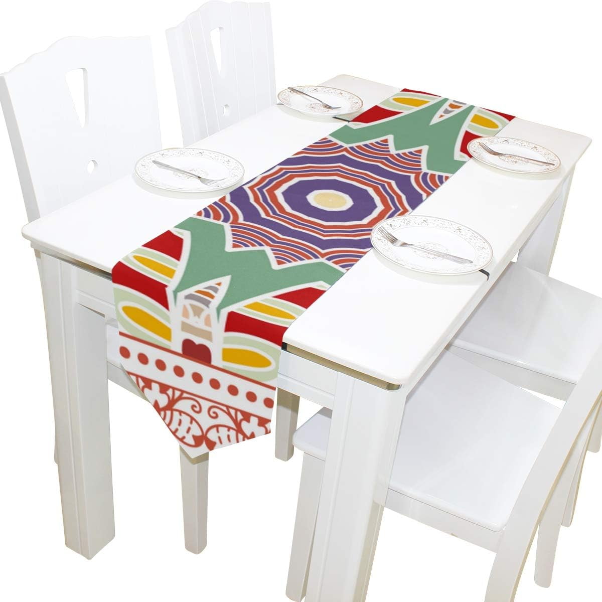 Coolnut 13"x90" Rectangle Cloth Table Runner Ethnic Pattern Table Cover ...