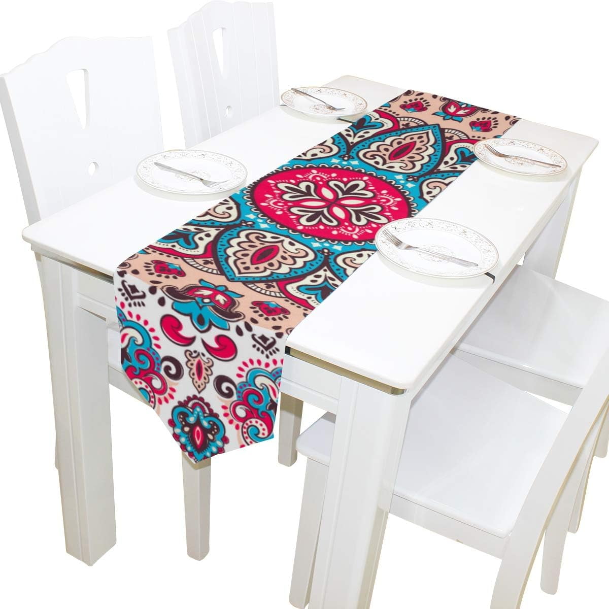 Coolnut 13"x90" Rectangle Cloth Table Runner Traditional Pattern Table ...