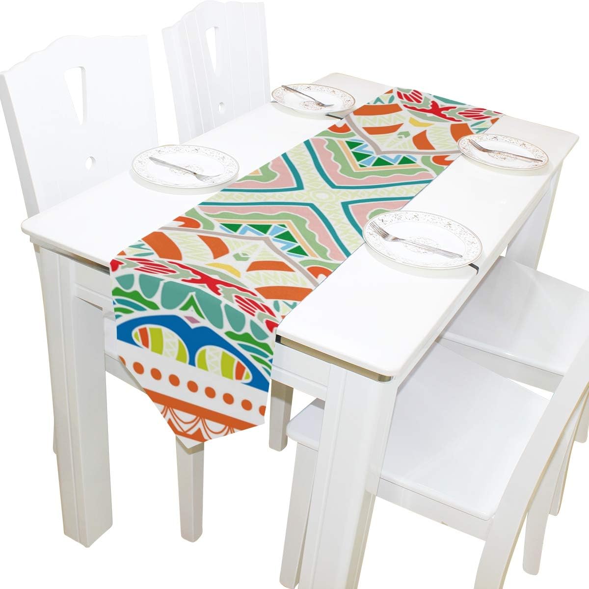 Coolnut 13"x90" Rectangle Cloth Table Runner Tribal Ethnic Ornaments Table Cover for Wedding ...