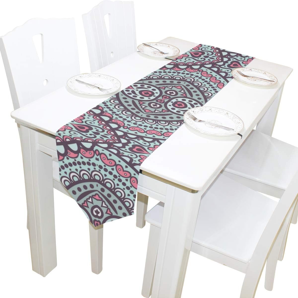 Coolnut 13"x90" Rectangle Cloth Table Runner Vintage Ethnic Ornament ...