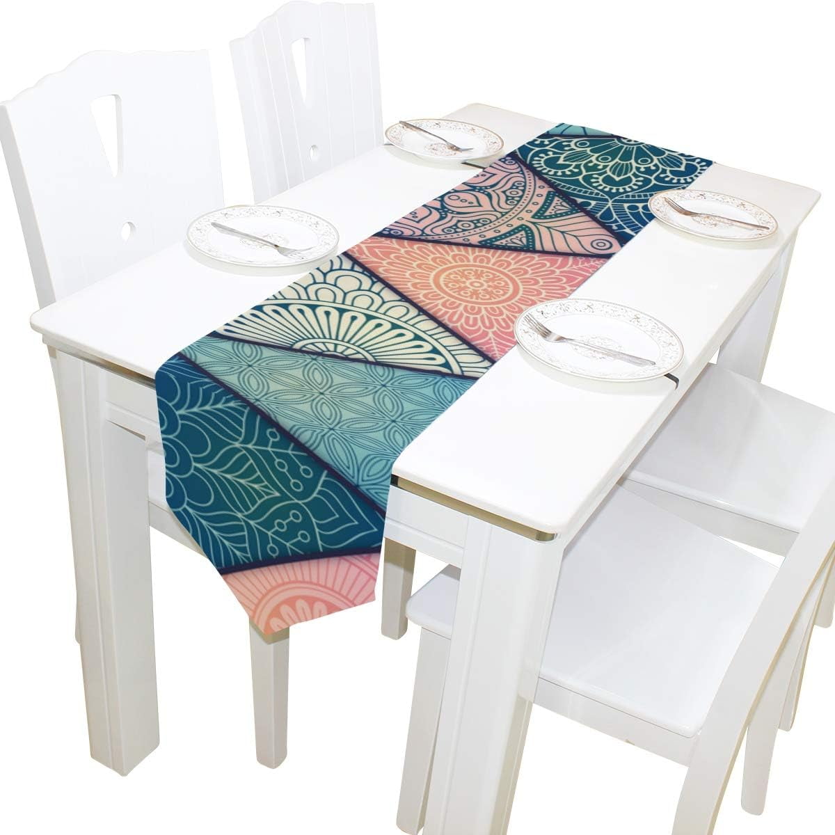Coolnut 13"x90" Rectangle Cloth Table Runner Vintage Mandalas Pattern ...