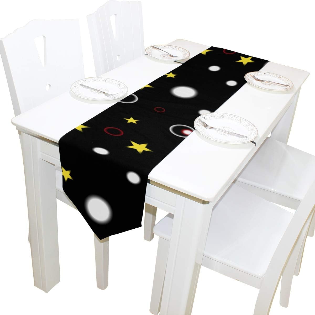 Coolnut 13"x90" Rectangle Color Glossy Circles Stars Printed Table ...