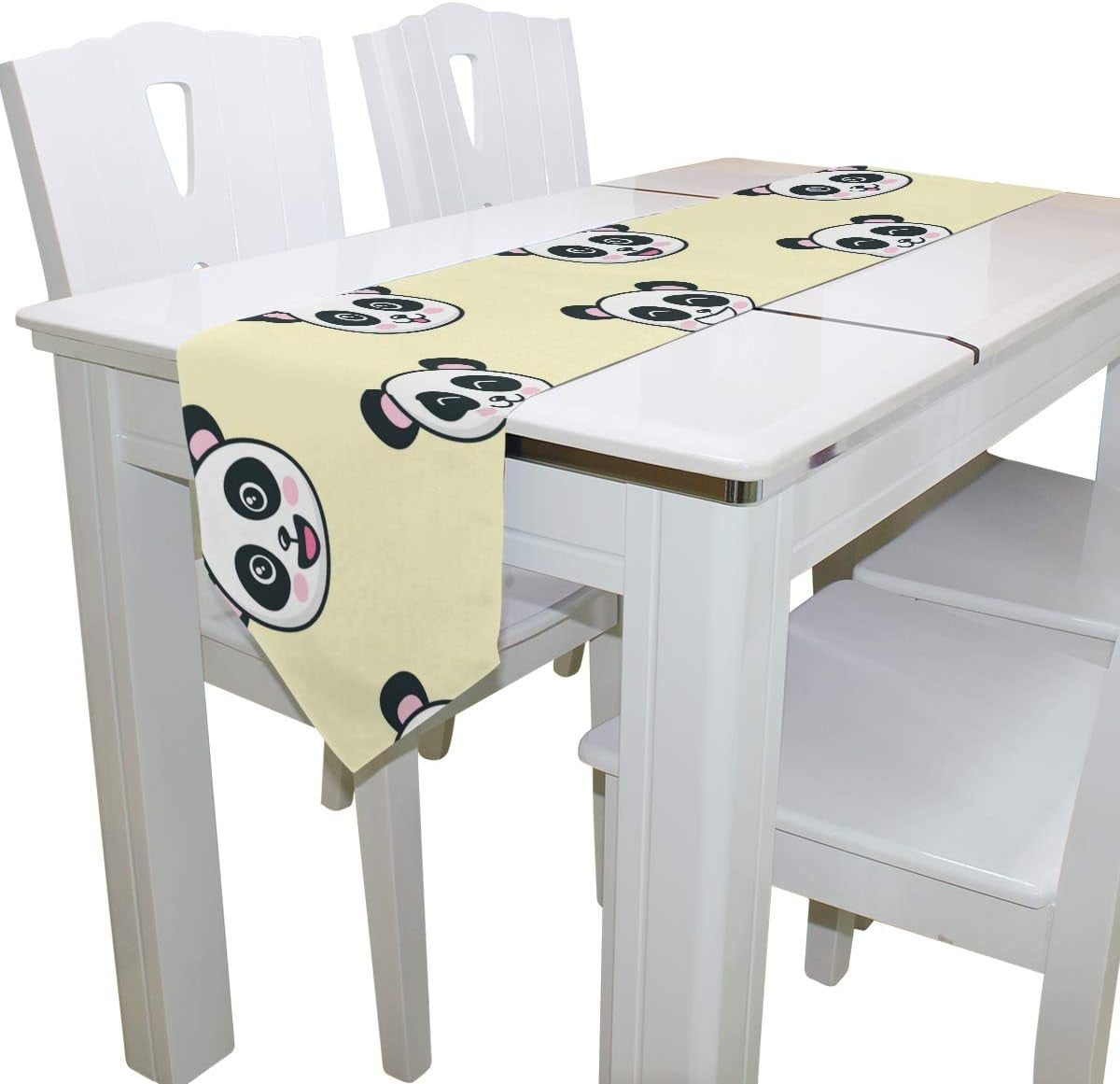 Coolnut 13"x90" Rectangle Cute Panda Faces Printed Table Runner for ...