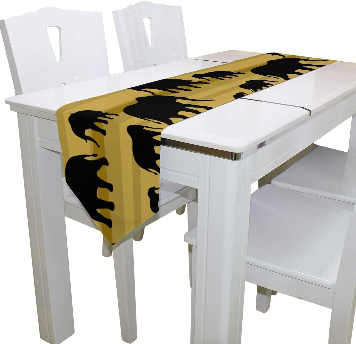 Coolnut 13"x90" Rectangle Elephants On Wood Color Printed Table Runner ...