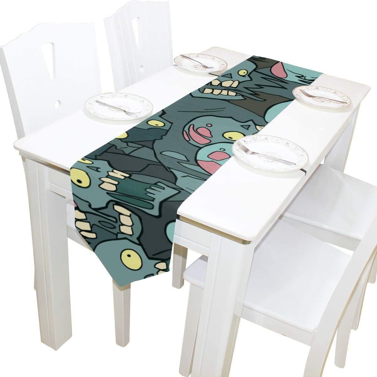 Coolnut 13"x90" Rectangle Halloween Crowd of Zombies Printed Table ...