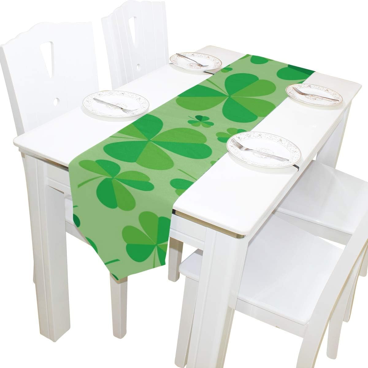 Coolnut 13"x90" Rectangle Patrick Clover Bright Background Printed Table Runner for Wedding ...