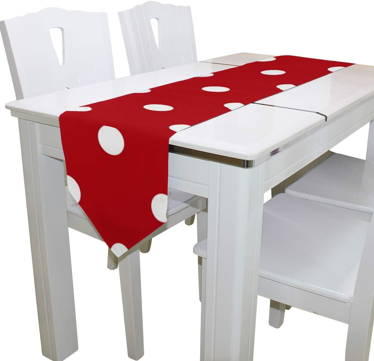 Coolnut 13"x90" Rectangle White Polka Dot On Red Printed Table Runner ...
