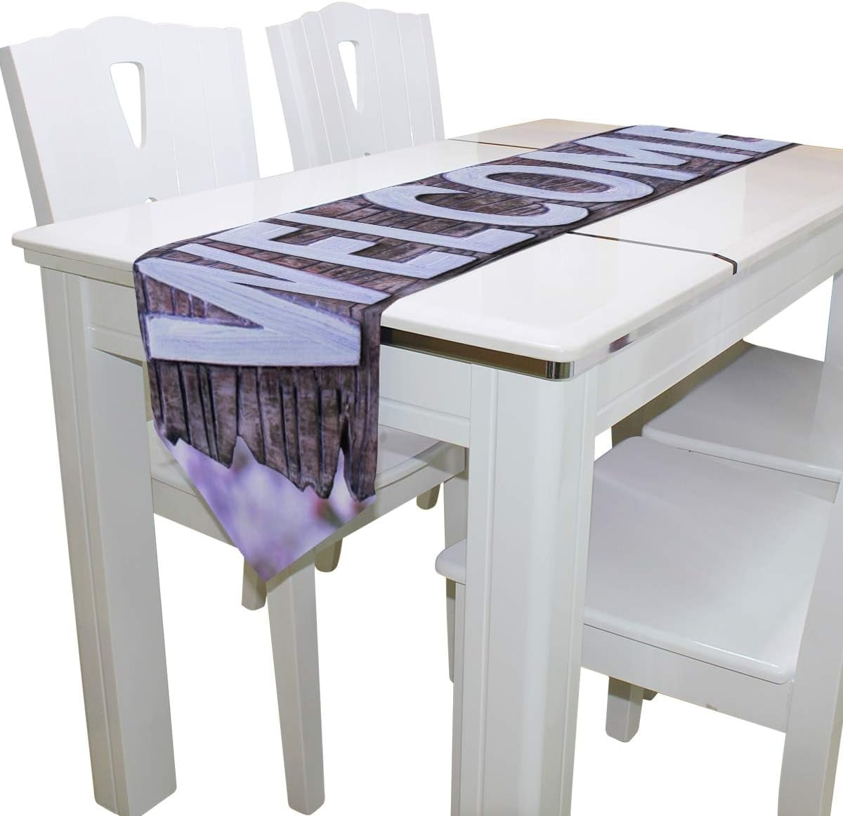Coolnut 13"x90" Rectangle Wood Welcome Sign Printed Table Runner for ...