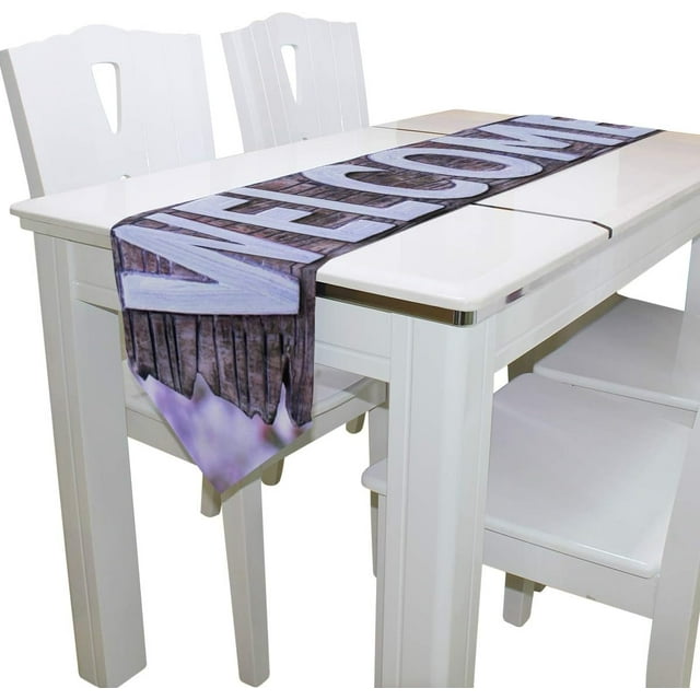 Coolnut 13"x90" Rectangle Wood Welcome Sign Printed Table Runner for ...