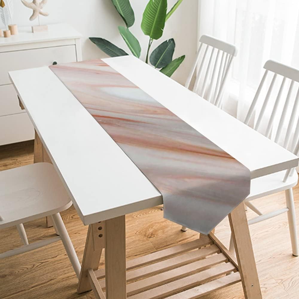 Coolnut 13"x90" Table Cloth Runner, Abstract Marble Wood Texture Table ...