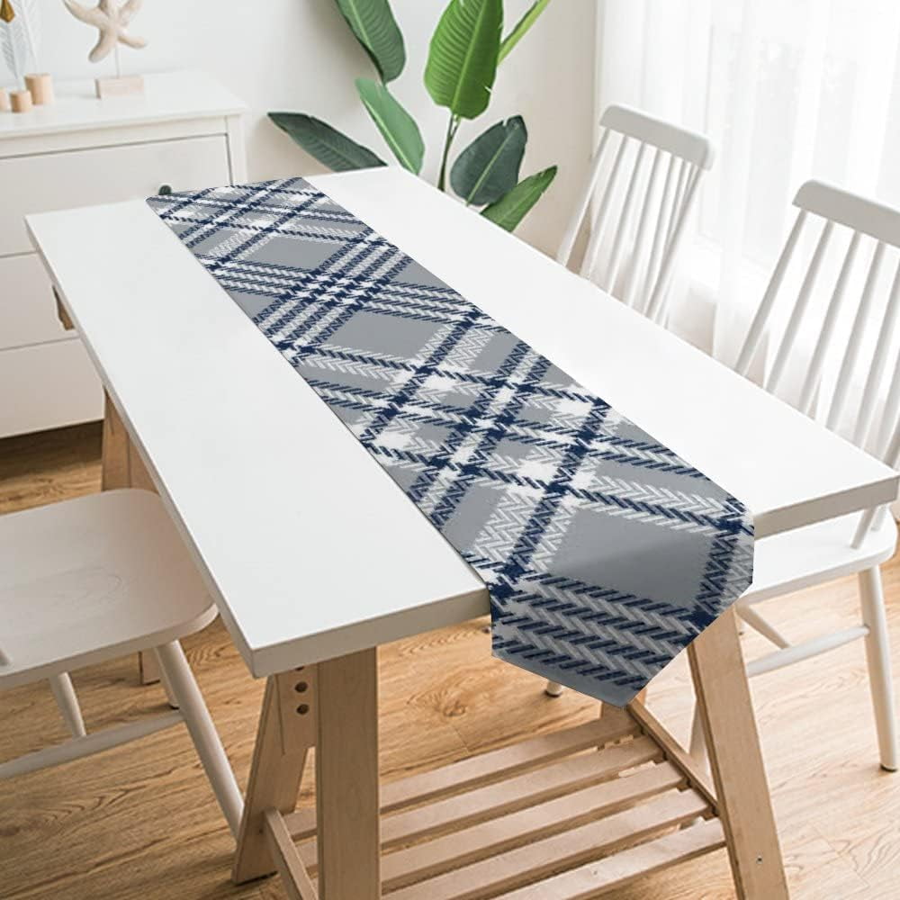 Coolnut 13"x90" Table Cloth Runner, Check Tartan Plaid Graphic Texture Table Runners for Kitchen ...