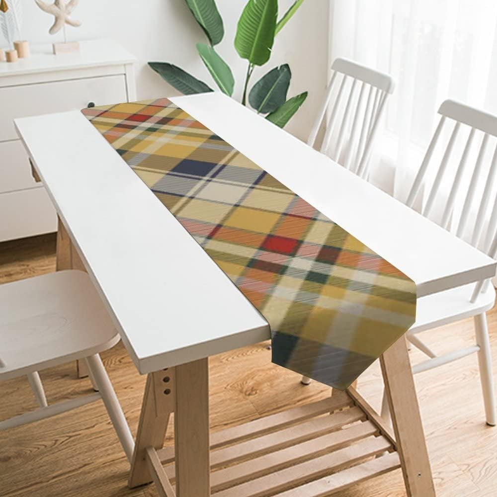 Coolnut 13"x90" Table Cloth Runner, Plaid Check Texture Table Runners ...