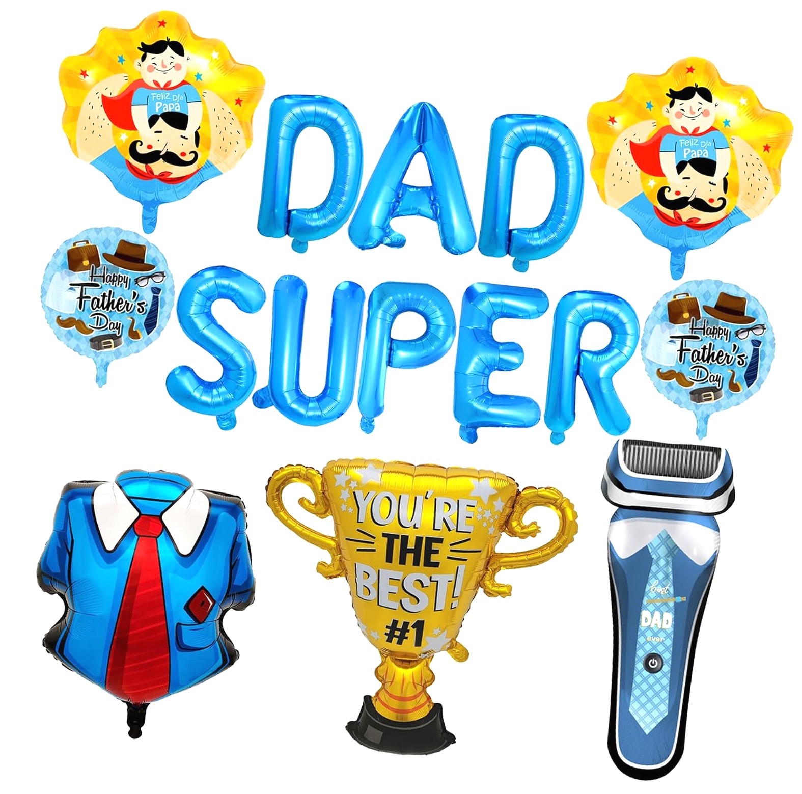 Coolnut 15 Pieces Fathers Day Balloon Set, Dad' Day Party Supplies ...