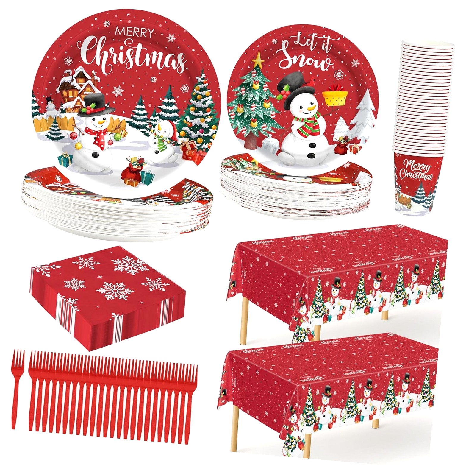 Coolnut 152pcs, Red White Plates and Napkins, 7" and 9" Xmas Paper ...