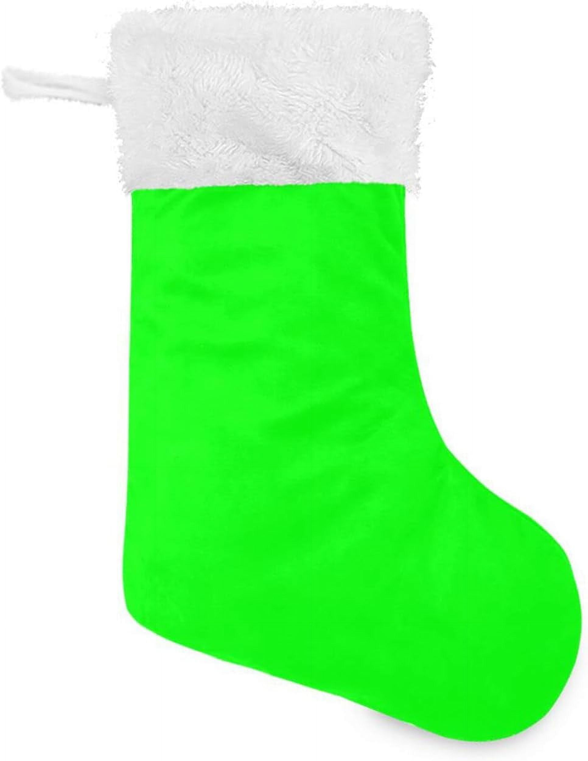 Coolnut 17.7 Inch Christmas Stockings, Plain Neon Green Solid Color ...
