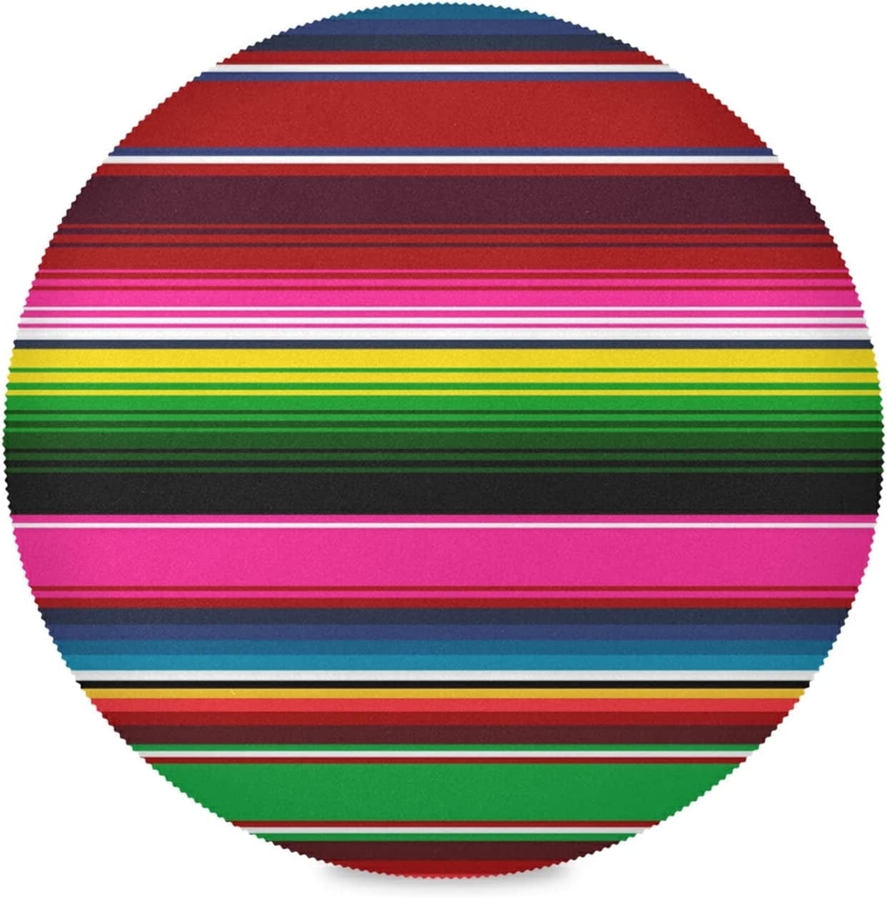 Coolnut 1PC Place Mats Mexican Serape Colorful Stripes Round Placemat ...