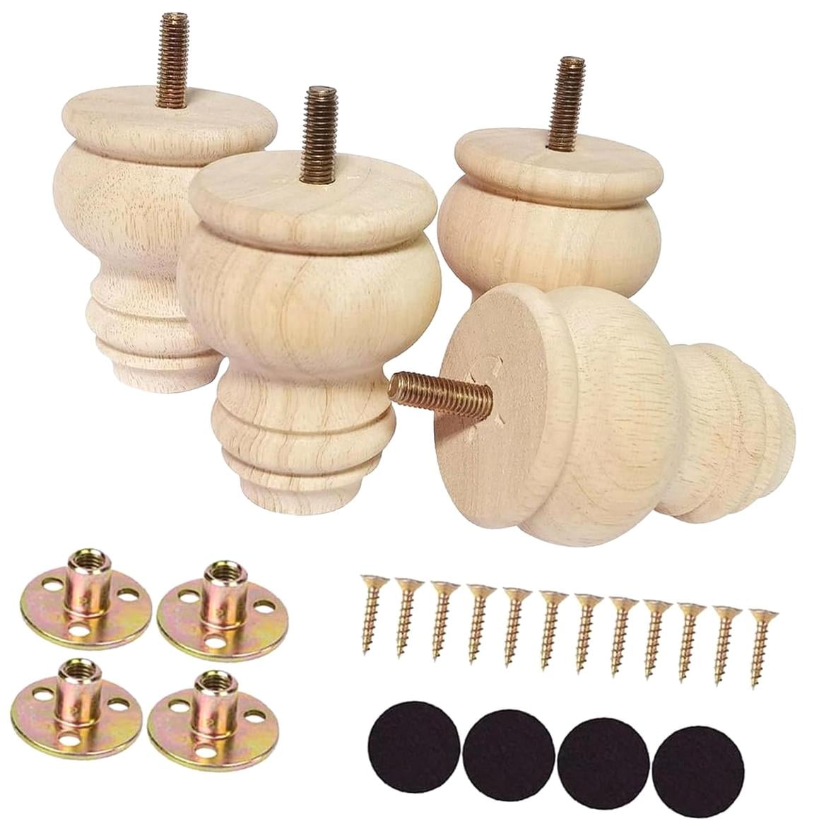 Coolnut 2 3 4 Inch Wooden Furniture Legs, Solid Wood Unpainted ...