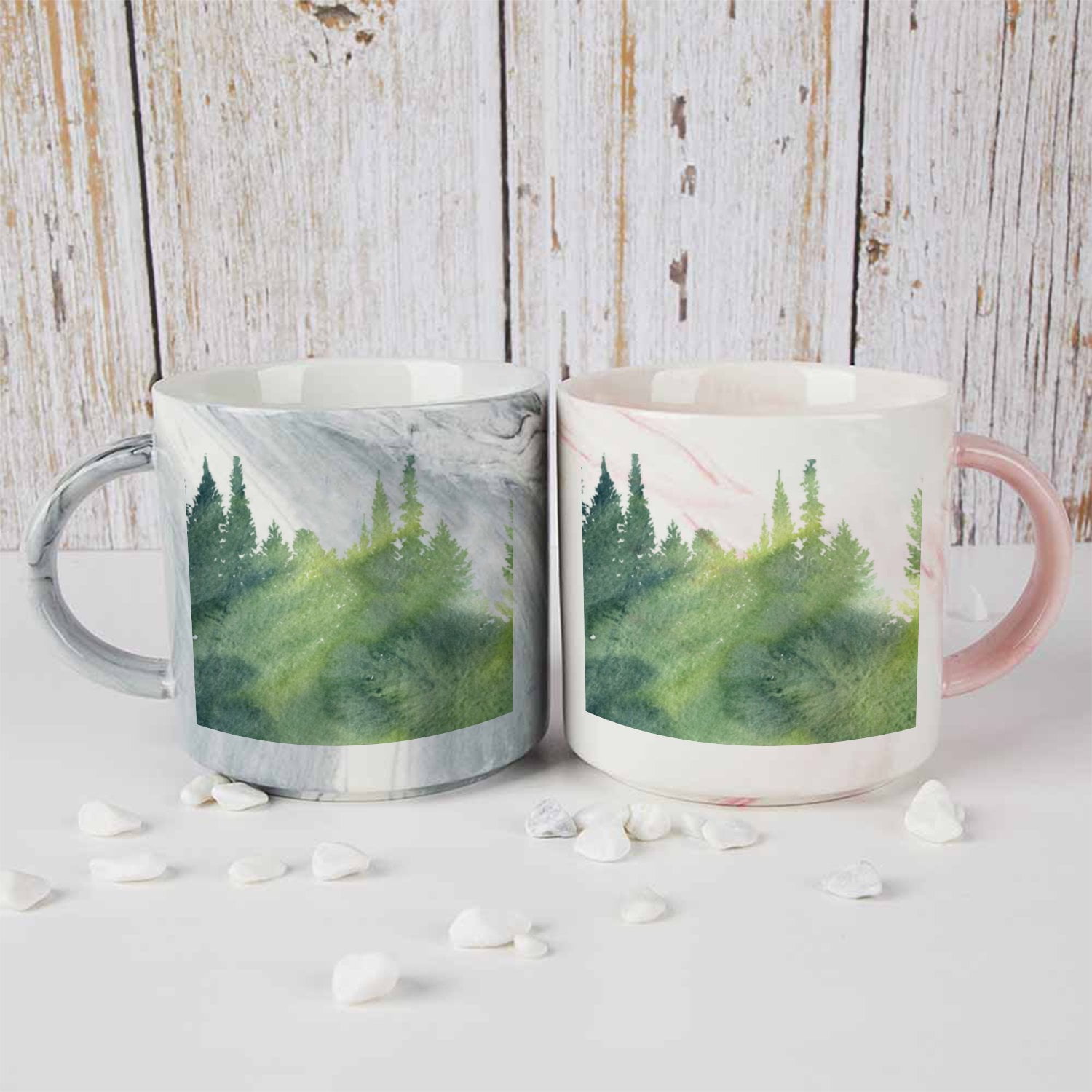 Coolnut 2 PCS 400ML Ceramic Coffee Mugs for Men Women, Watercolor ...