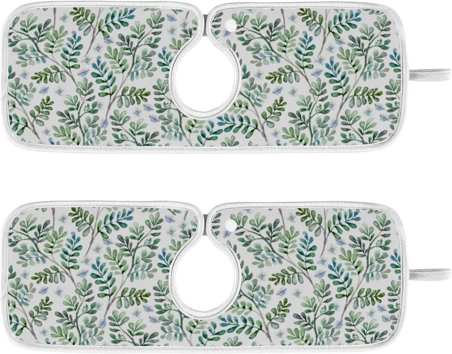 Coolnut 2 PCS Faucet Splash Catcher, 30"x5" Green Leaves Microfiber ...