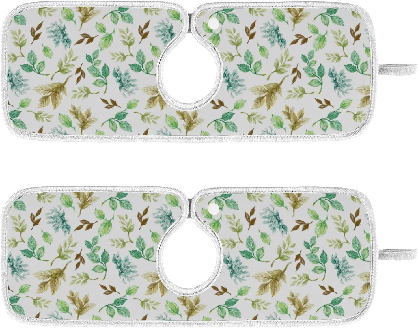 Coolnut 2 PCS Faucet Splash Catcher, Botanical Foliage Leaves Backdrop ...