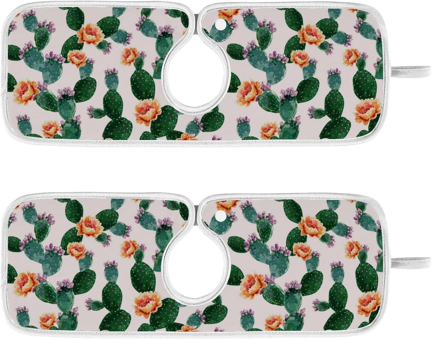 Coolnut 2 PCS Faucet Splash Catcher, Floral Summer Tropical Cactuses ...