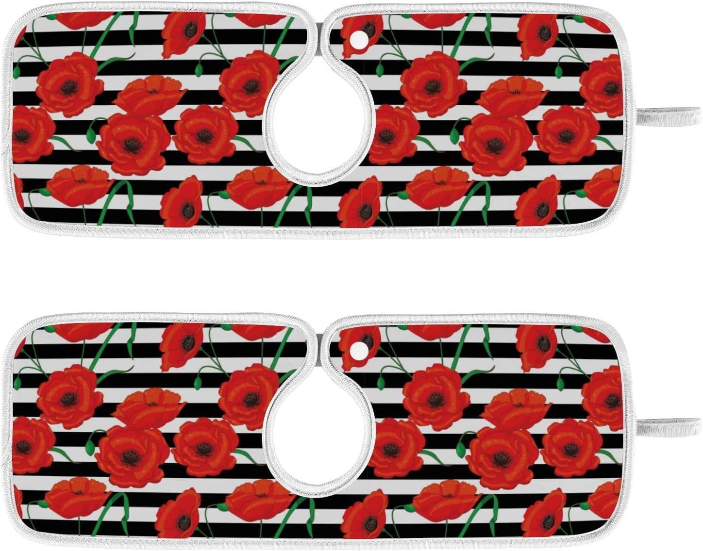 Coolnut 2 PCS Faucet Splash Catcher, Red Poppy and Black Stripes ...
