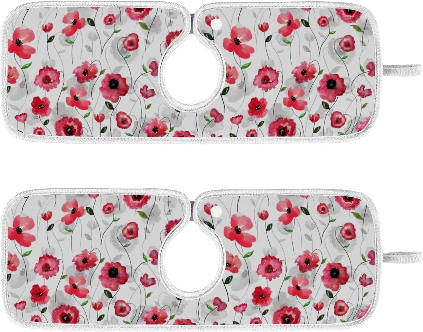 Coolnut 2 PCS Faucet Splash Catcher, Red Poppy with Green Leaves ...