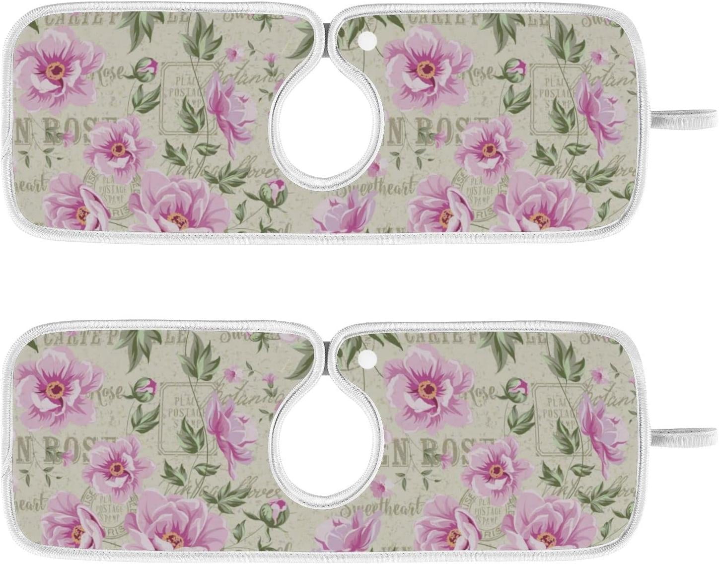 Coolnut 2 PCS Faucet Splash Catcher, Spring Pink Floral Microfiber ...